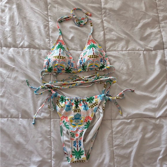 wild fable | Swim | Wild Fable Floral Bikini Set White And Blue Nwot ...